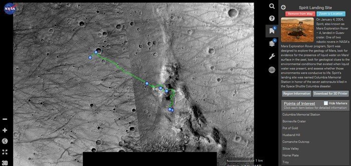 L'application Mars Trek de la NASA te fait découvrir la planète rouge ...